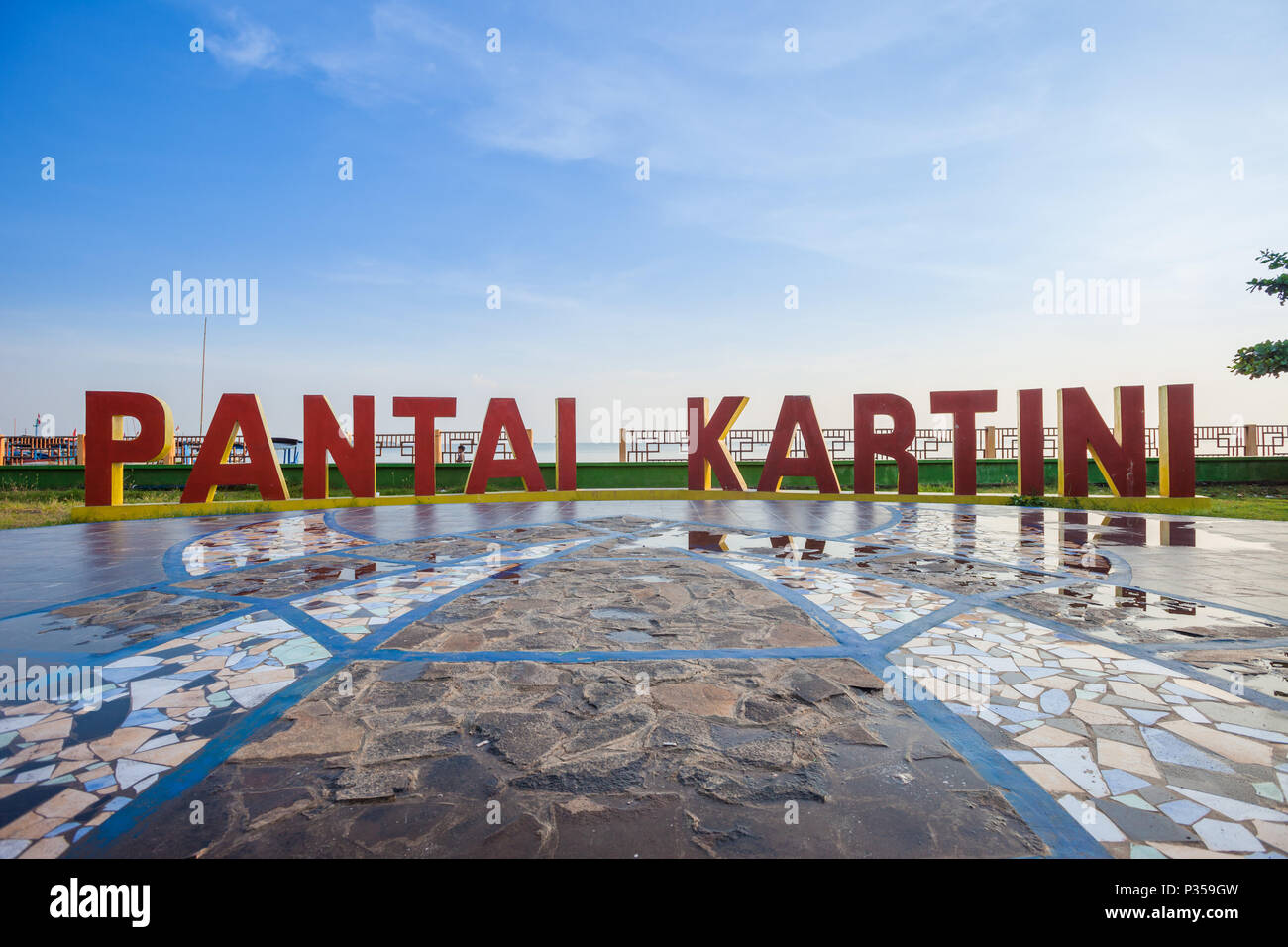 The Pantai Kartini sign, Jepara, Indonesia Stock Photo - Alamy
