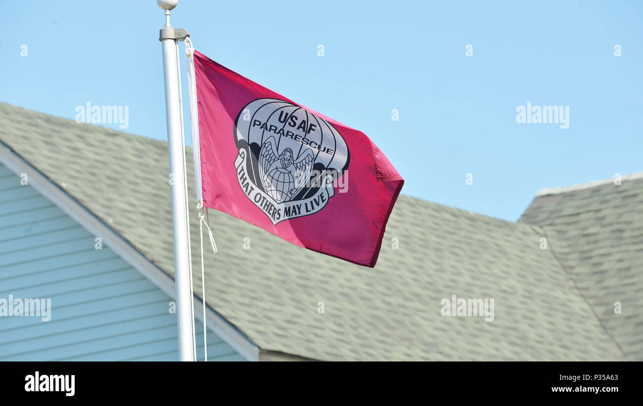 The U.S. Air Force pararescue flag waving in the air during the 40th ...