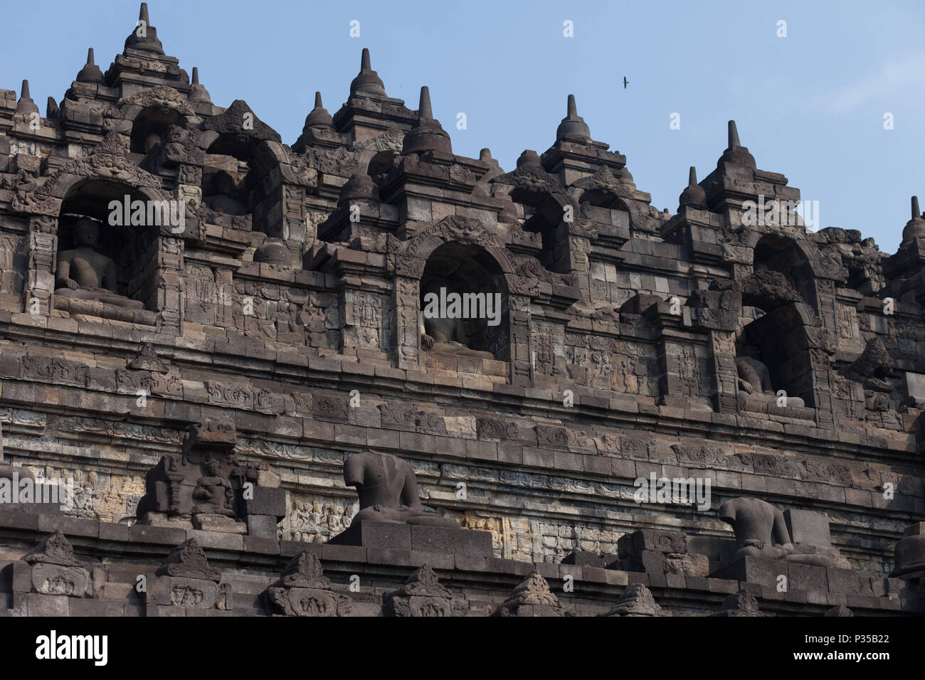 Intricately carved walls of Borobudur Temple, Java, Indonesia Stock ...