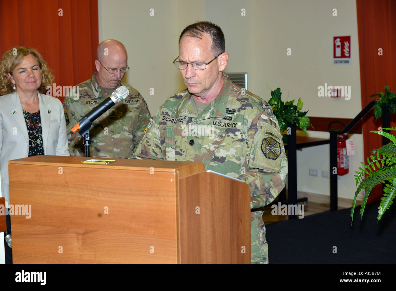U.S. Army Garrison Italy chaplain Lt. Col. David A. Schnarr, delivers ...