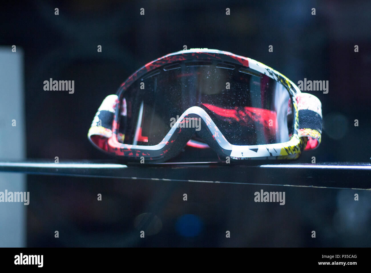 Modern high technology anti reflection ski and snowboard shop goggles ...