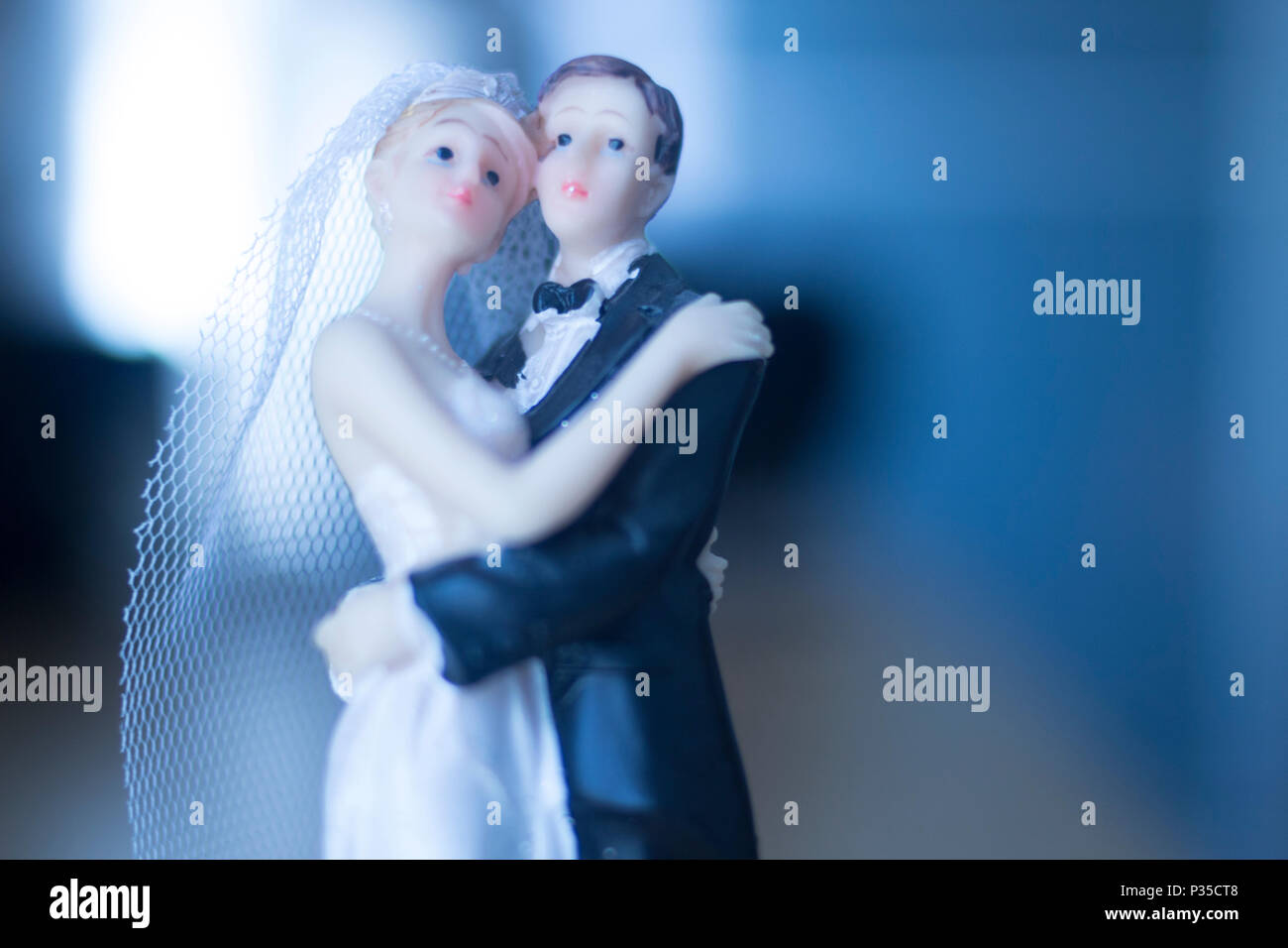 Wedding couple marriage cake topper plastic figures with tuxedo evening ...