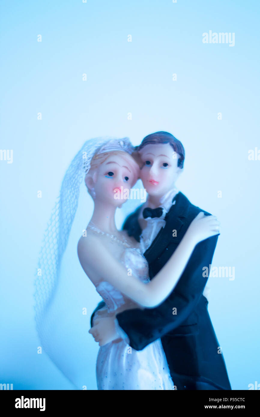 Wedding couple marriage cake topper plastic figures with tuxedo evening ...