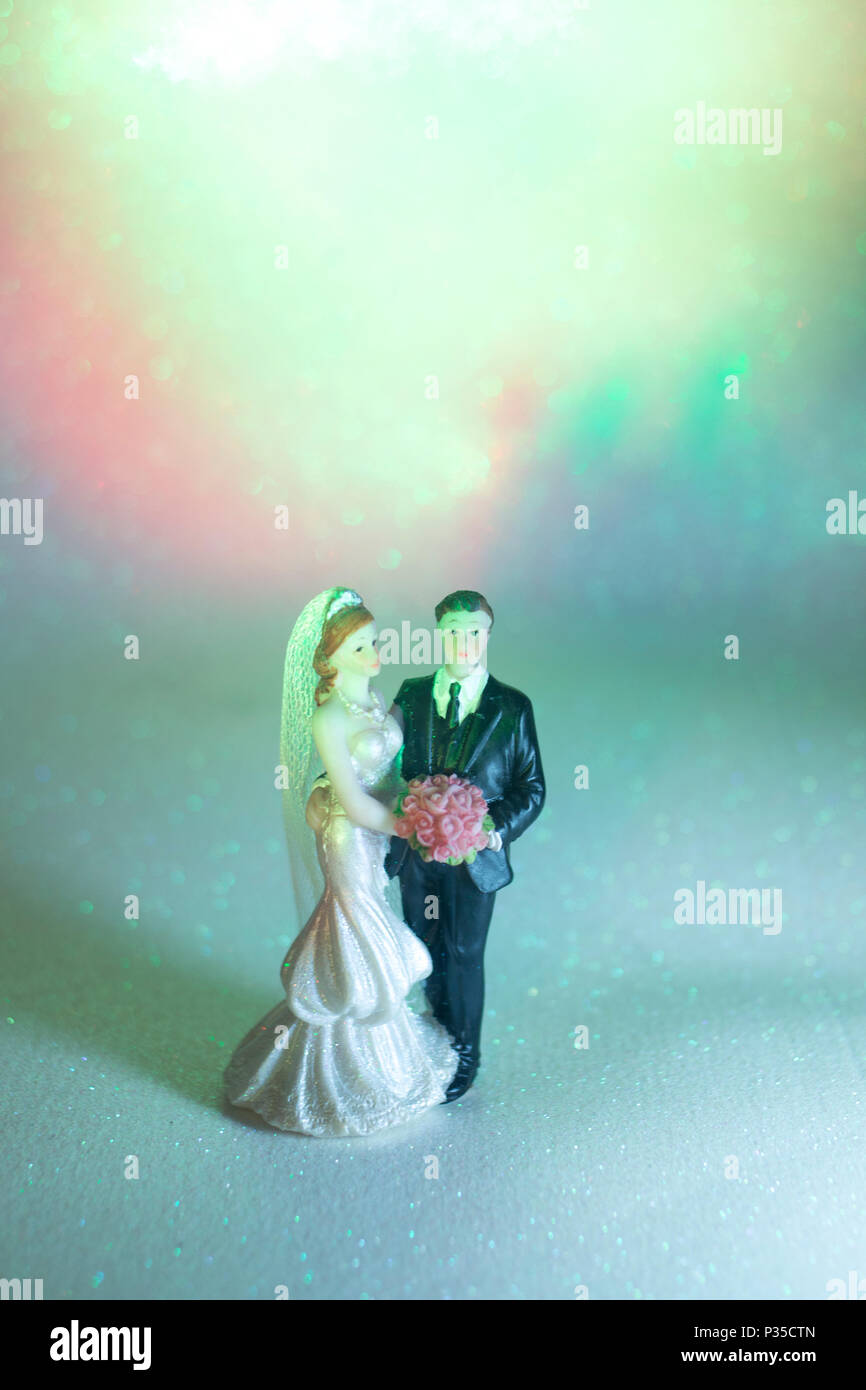 Wedding couple marriage cake topper plastic figures with tuxedo evening ...