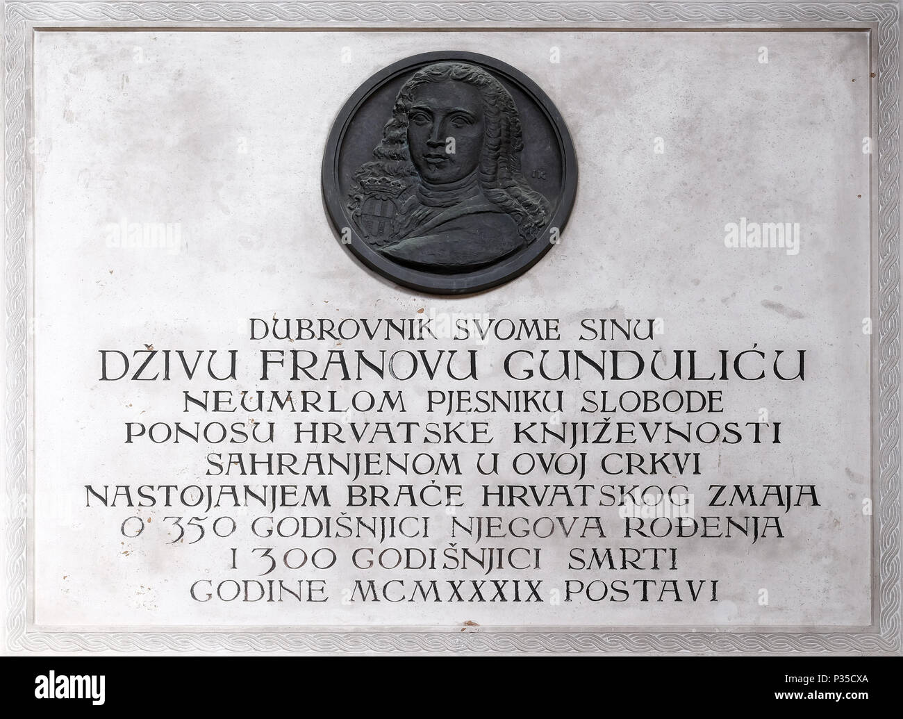 Memorial Plaque to Ivan Gundulic buried in the Franciscan church of the ...
