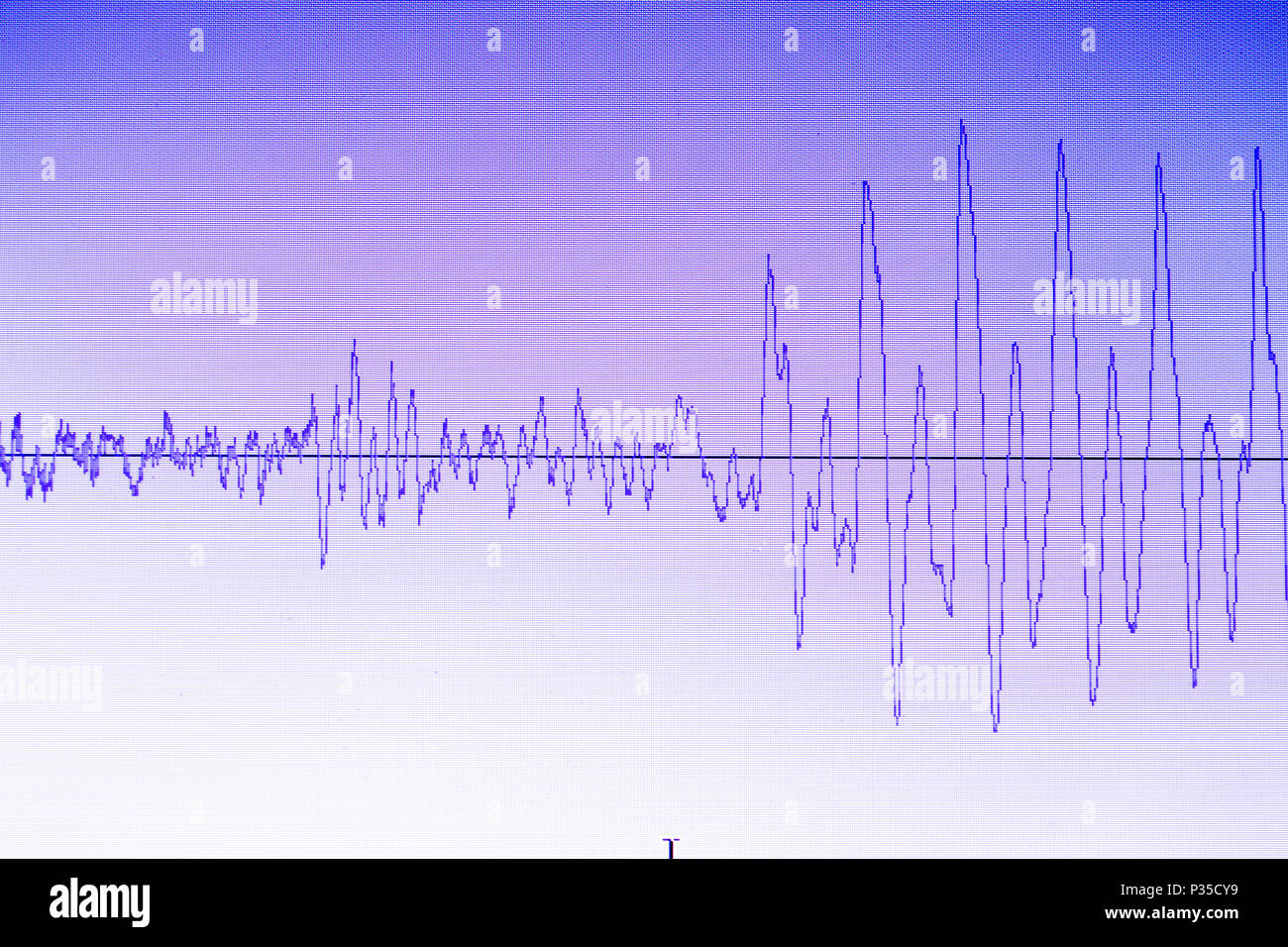 Audio sound wave studio editing computer program screen showings sounds ...