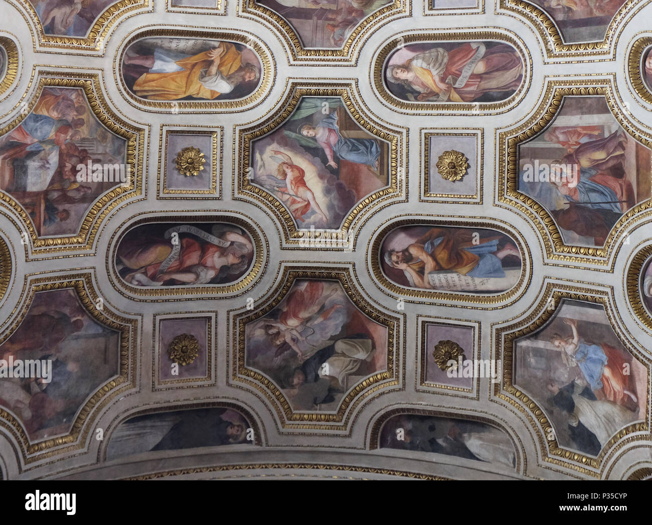 Fresco painting on the ceiling of the Mantua Cathedral dedicated to ...