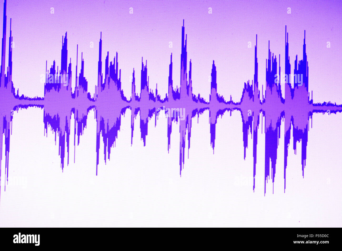 Audio sound wave studio editing computer program screen showings sounds ...