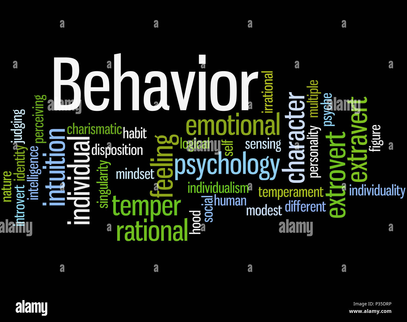 Behavior, word cloud concept on black background Stock Photo - Alamy