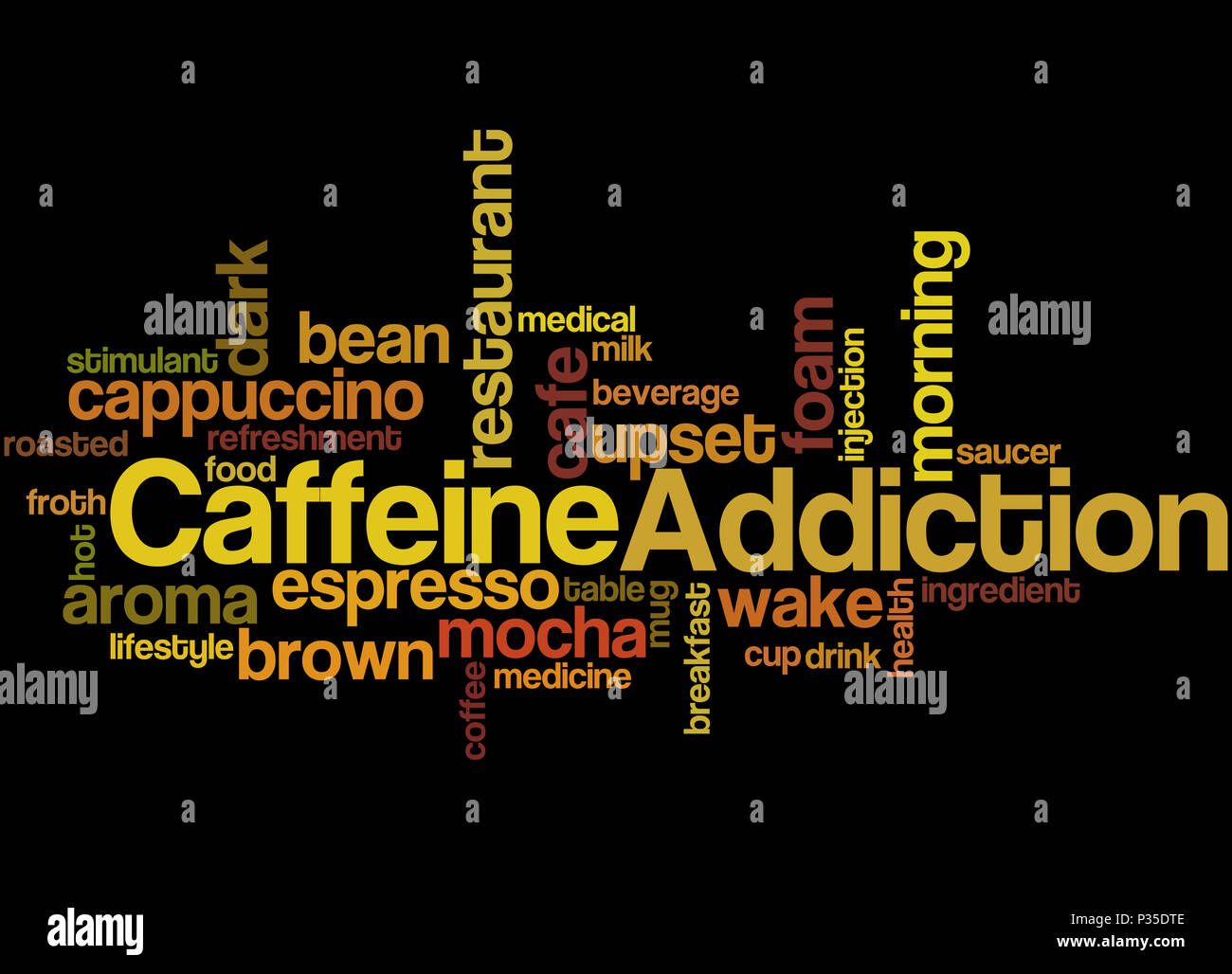 Caffeine addiction, word cloud concept on black background Stock Photo ...