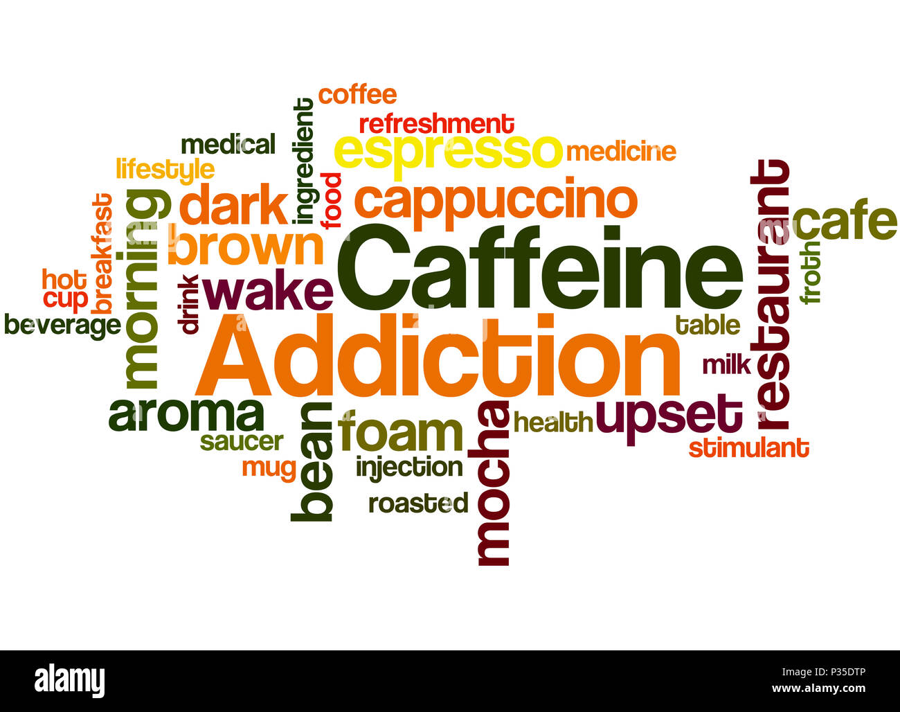 Caffeine addiction, word cloud concept on white background Stock Photo ...