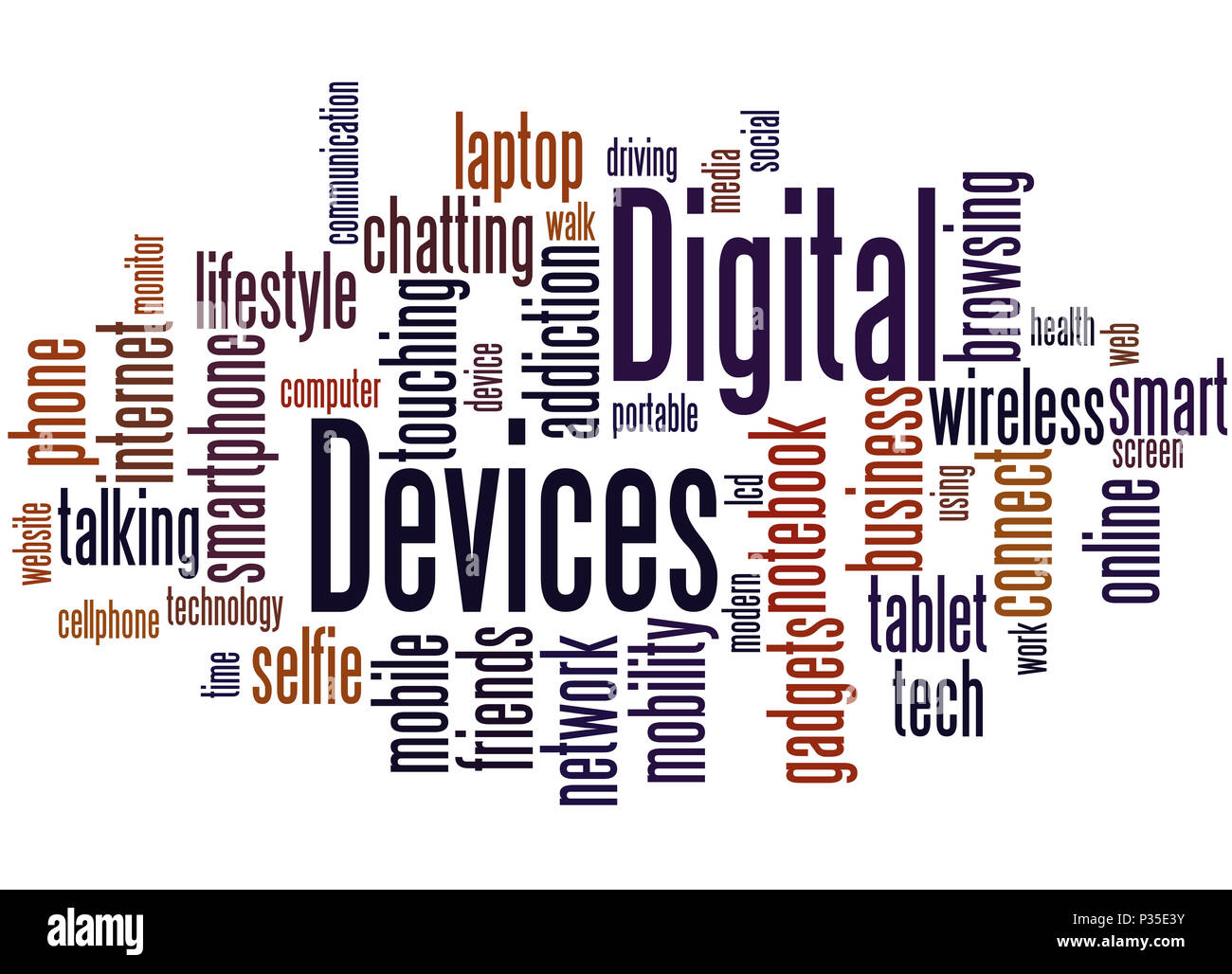 Digital Devices, word cloud concept on white background Stock Photo - Alamy