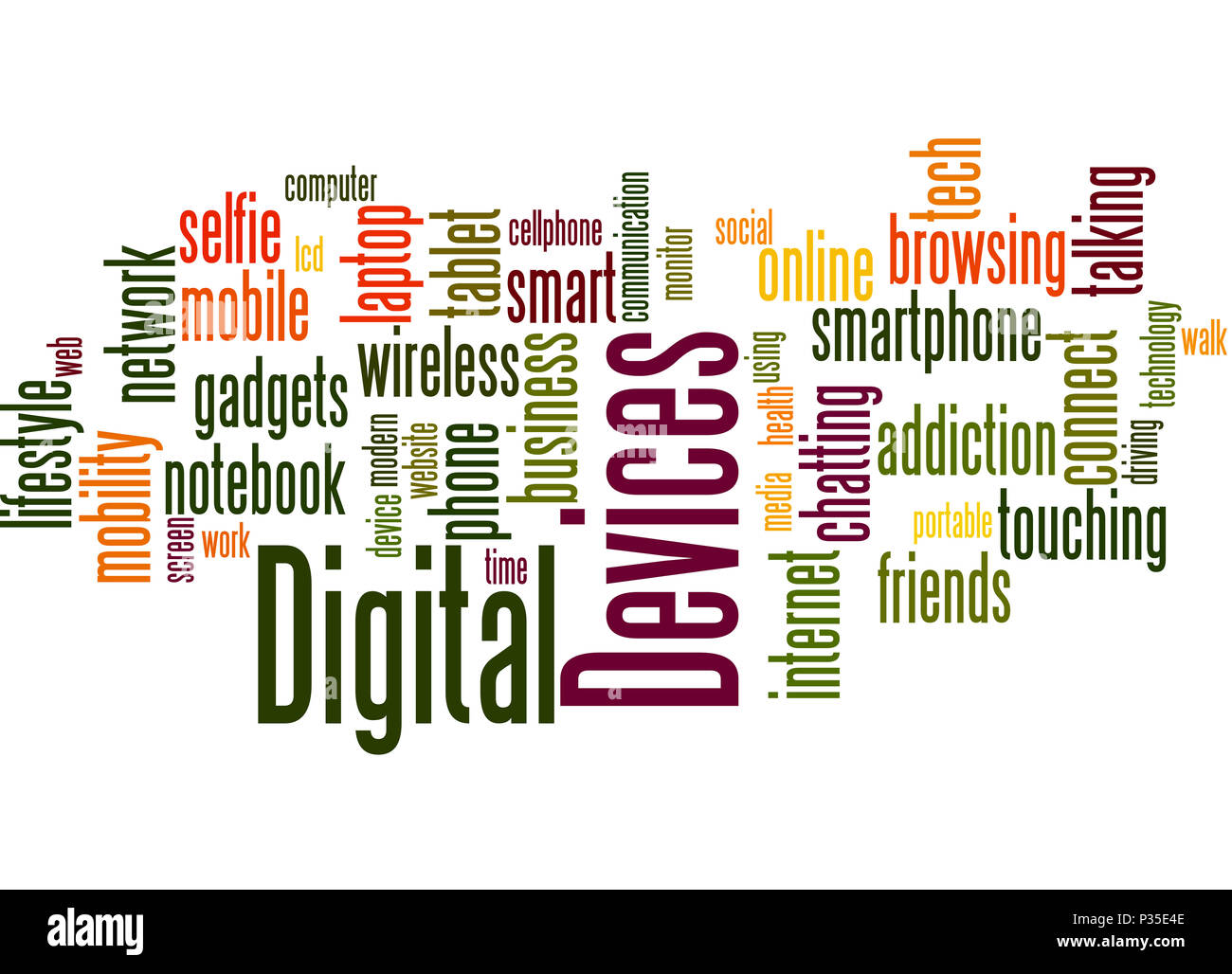 Digital Devices, word cloud concept on white background Stock Photo - Alamy