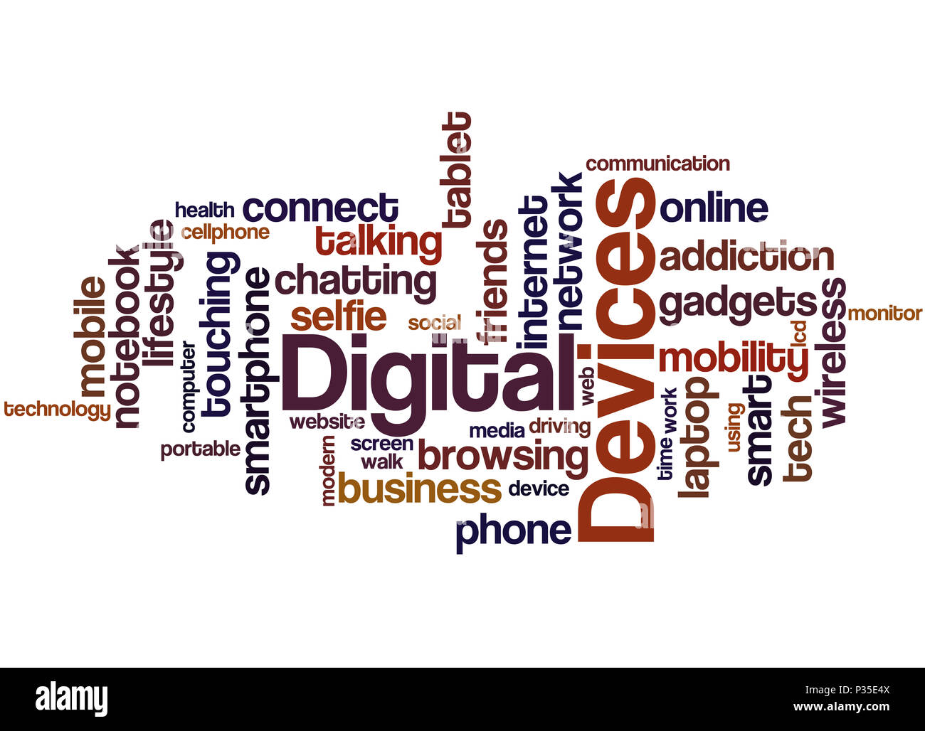 Digital Devices, word cloud concept on white background Stock Photo - Alamy