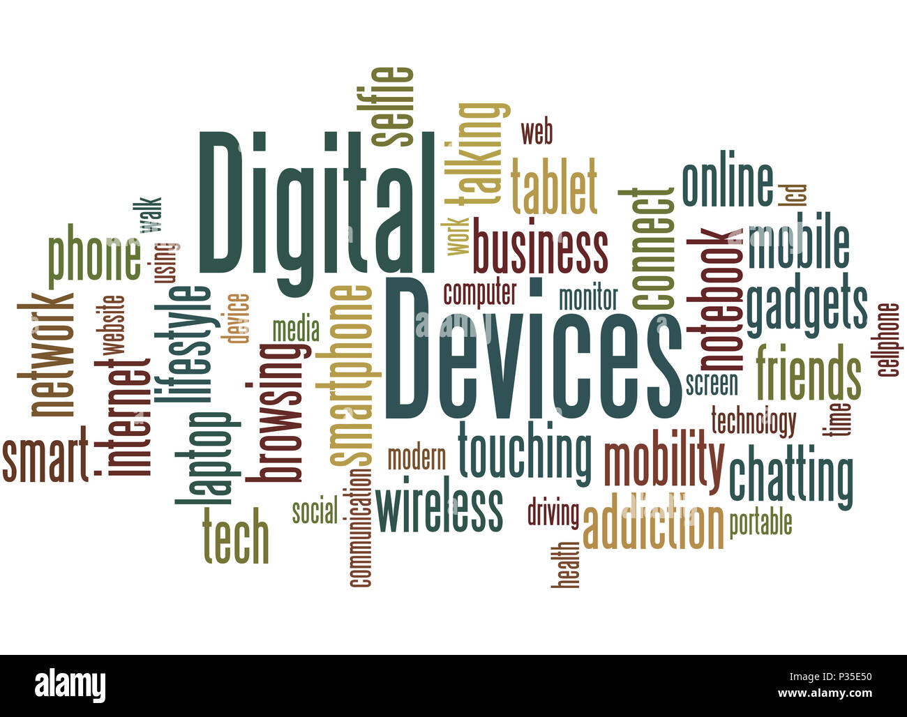 Digital Devices, word cloud concept on white background Stock Photo - Alamy
