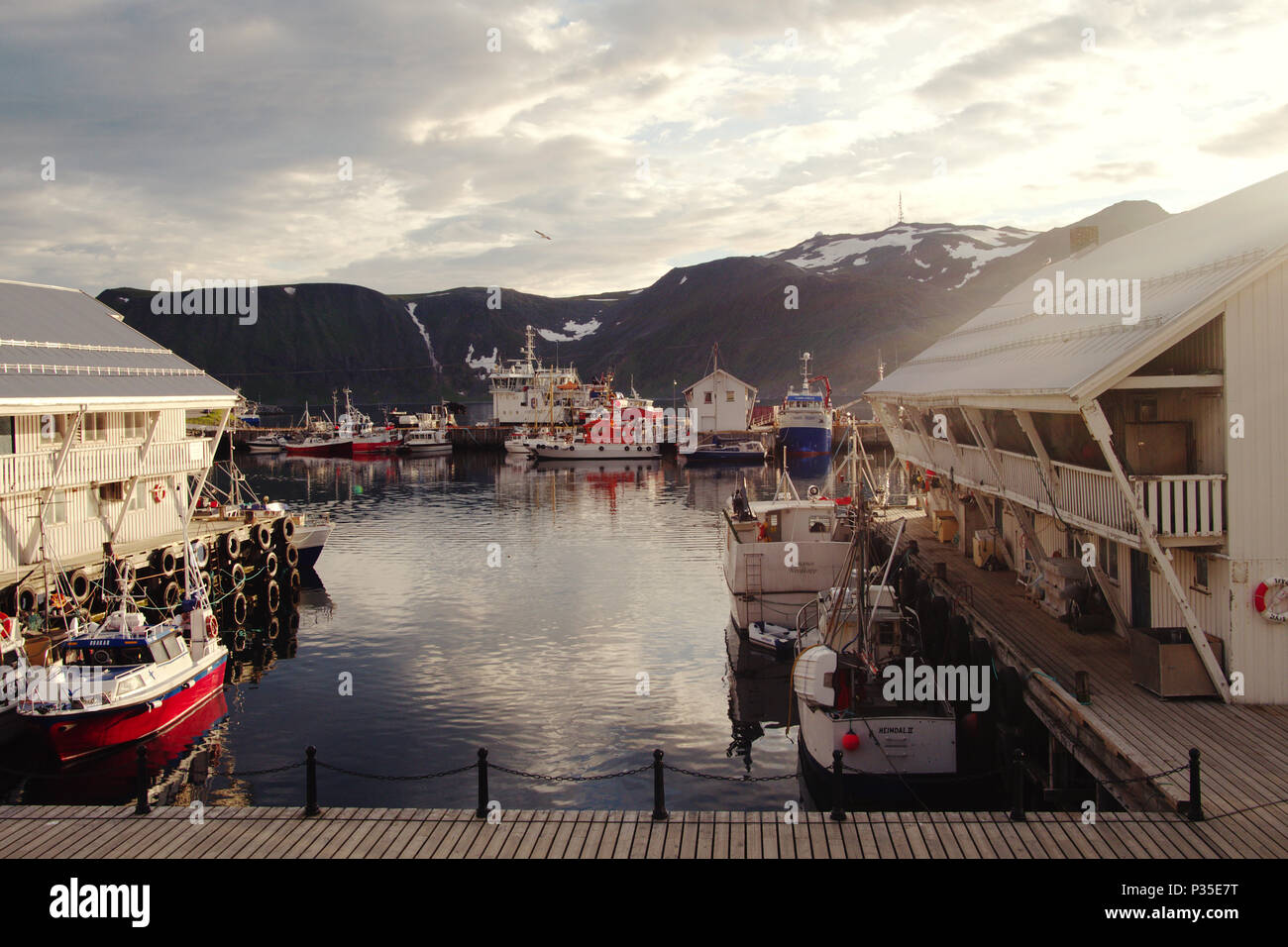 A view on the harbour of Honningsvåg, one of the most northern cities ...