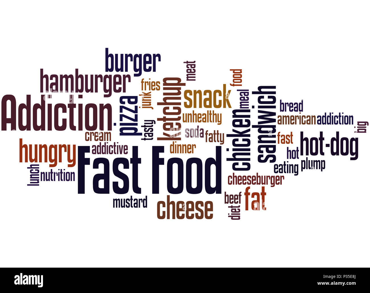 Fast food addiction, word cloud concept on white background Stock Photo ...