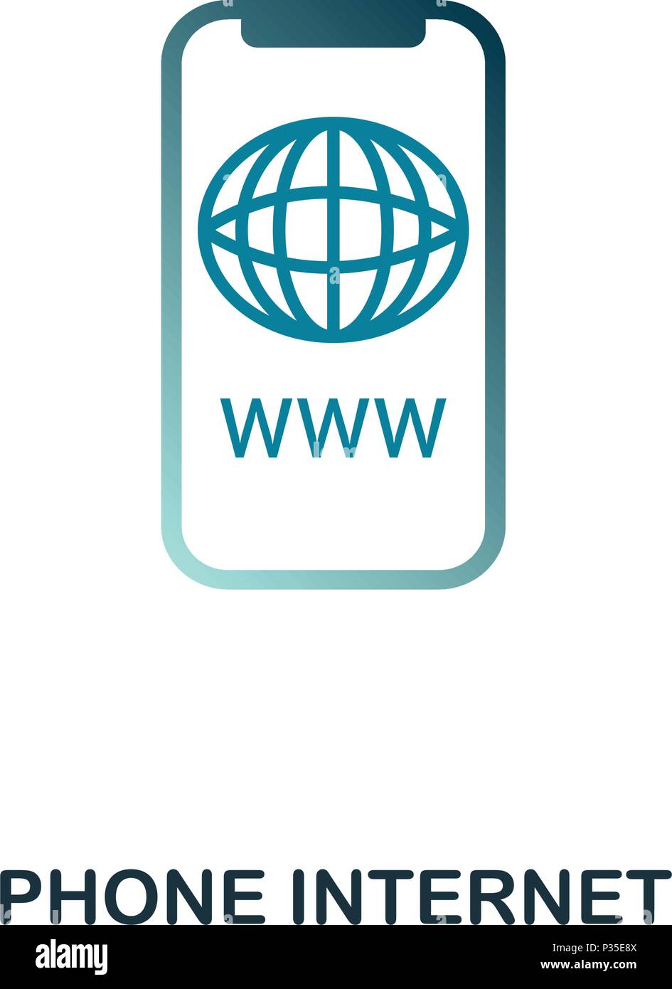 Phone Internet icon. Flat style icon design. UI. Illustration of phone ...