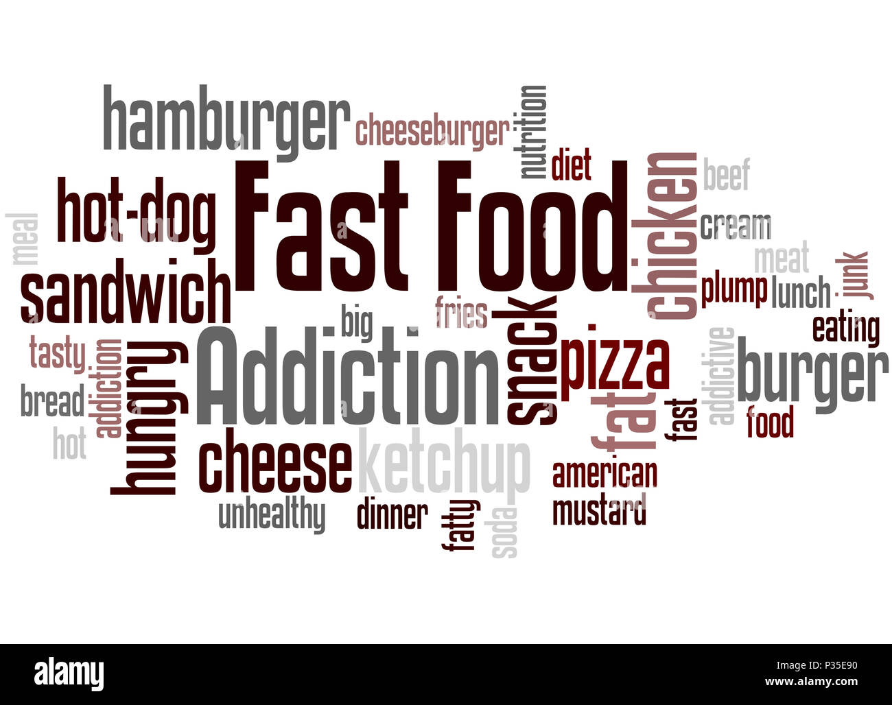 Fast food addiction, word cloud concept on white background Stock Photo ...