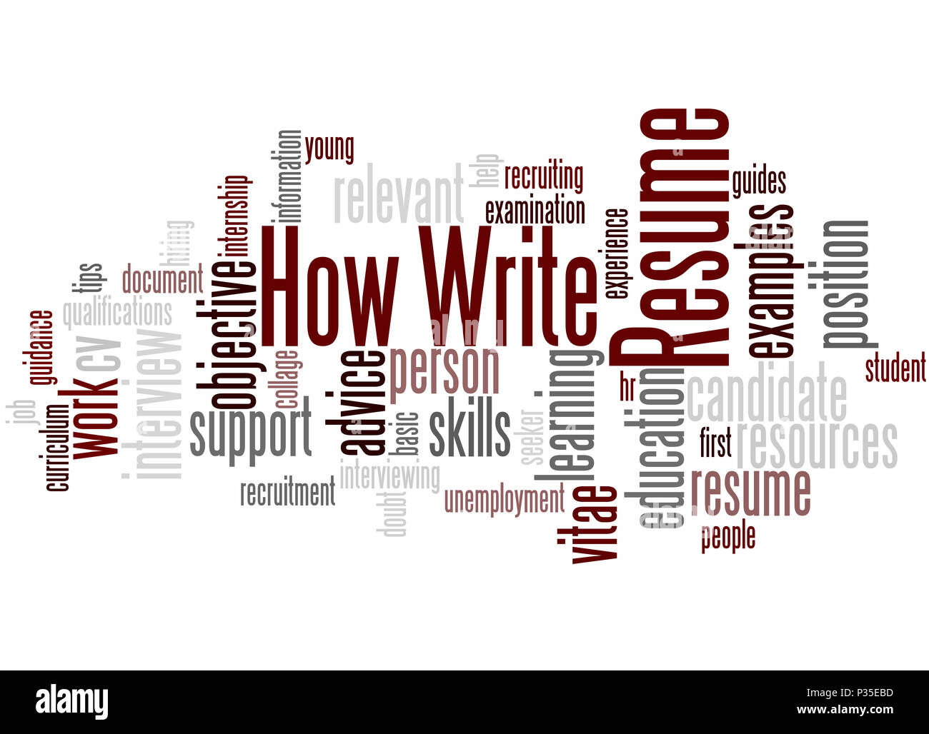 How write resume, word cloud concept on white background Stock Photo ...