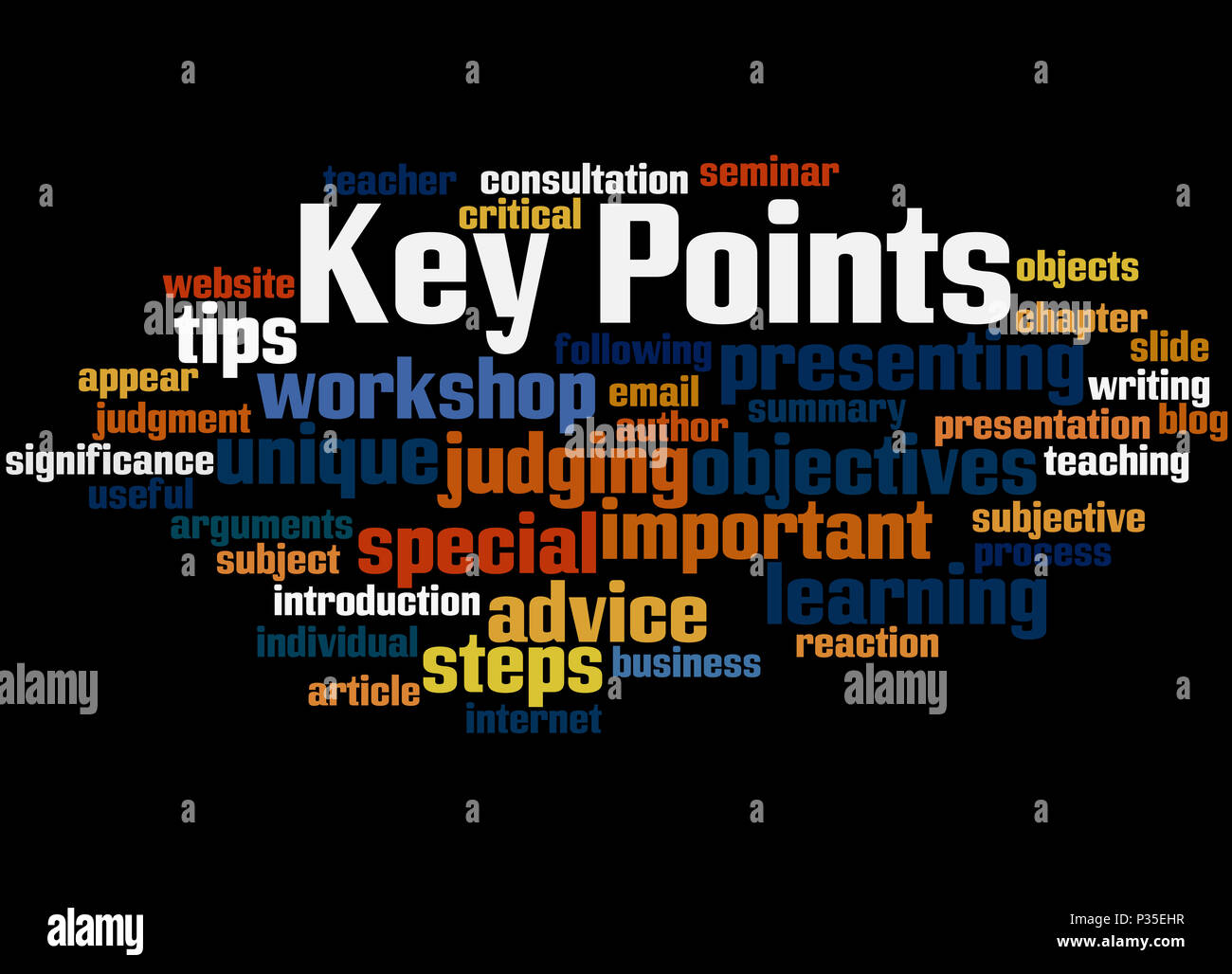 Key Points, word cloud concept on black background Stock Photo - Alamy