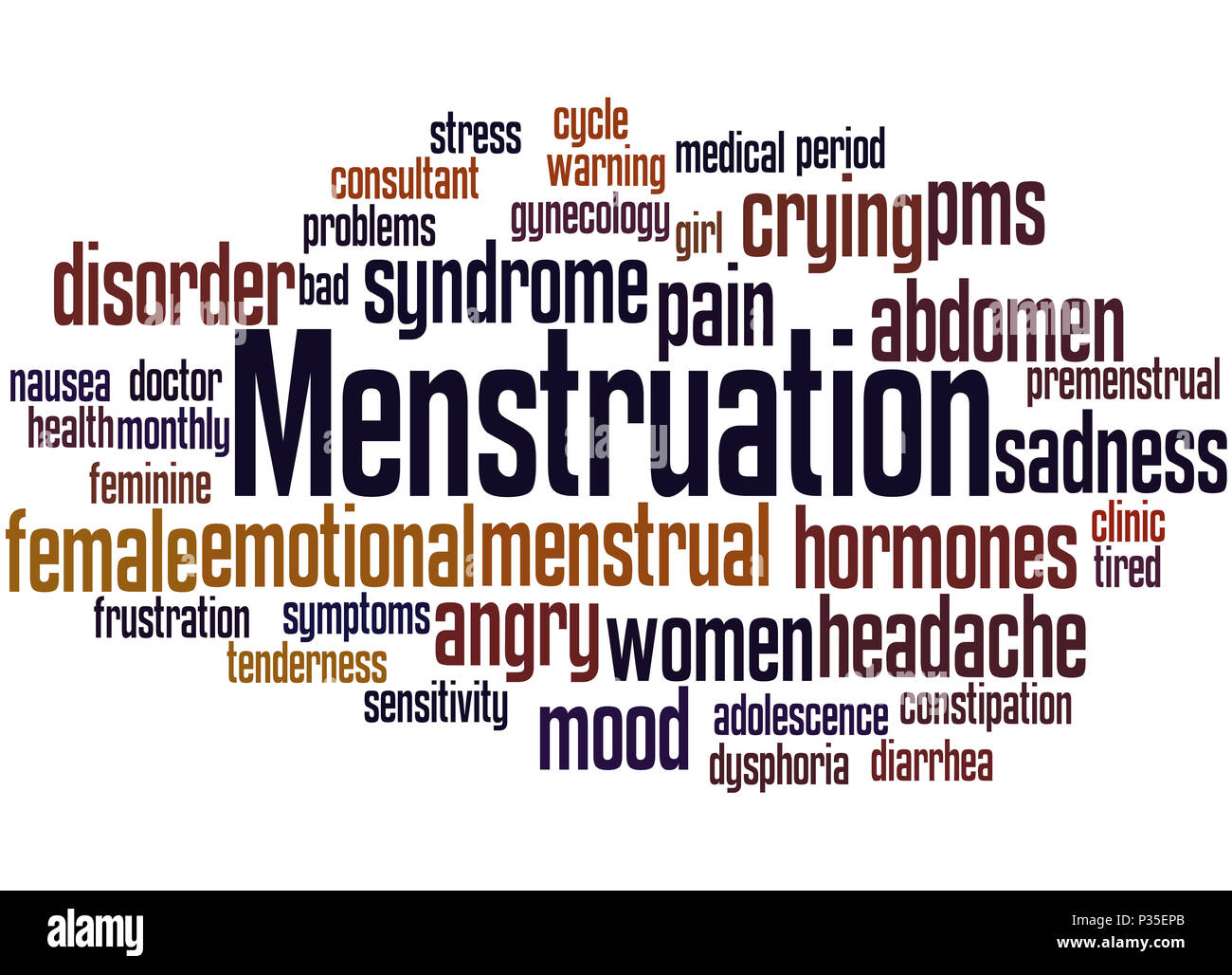 Menstruation, word cloud concept on white background Stock Photo - Alamy