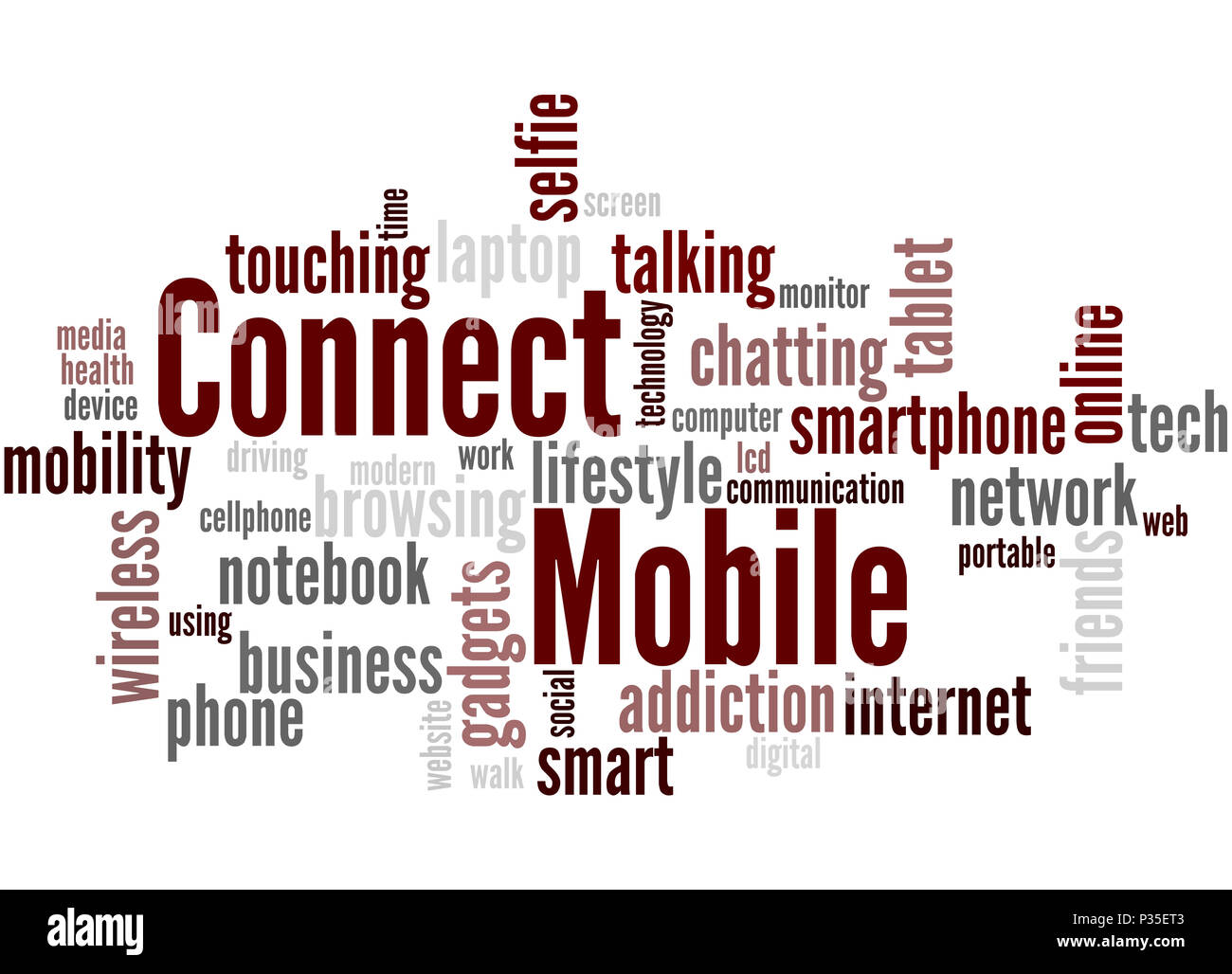 Mobile Connect, word cloud concept on white background Stock Photo - Alamy