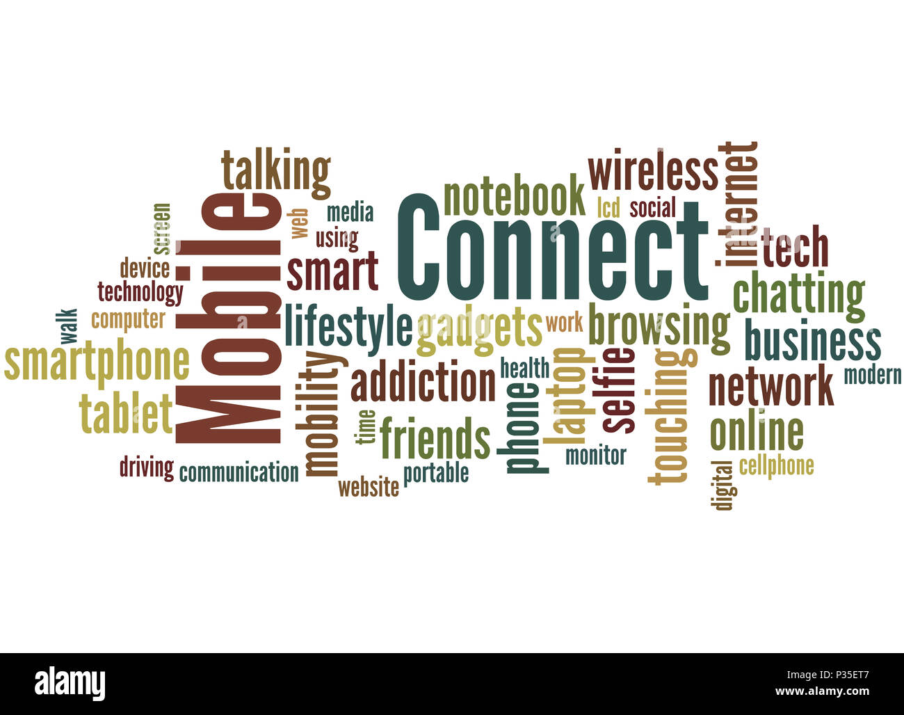Mobile Connect, word cloud concept on white background Stock Photo - Alamy