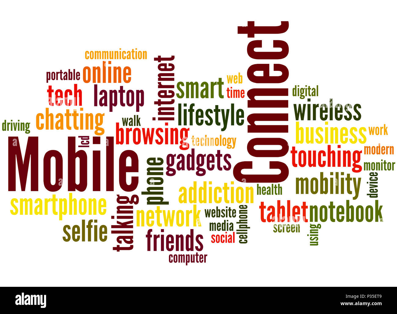 Mobile Connect, word cloud concept on white background Stock Photo - Alamy
