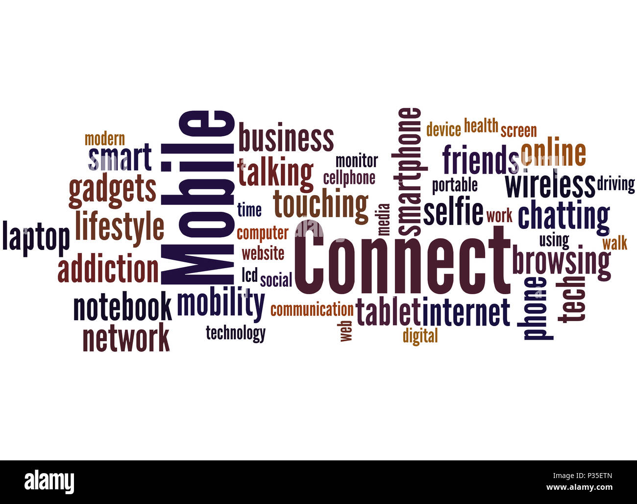 Mobile Connect, word cloud concept on white background Stock Photo - Alamy
