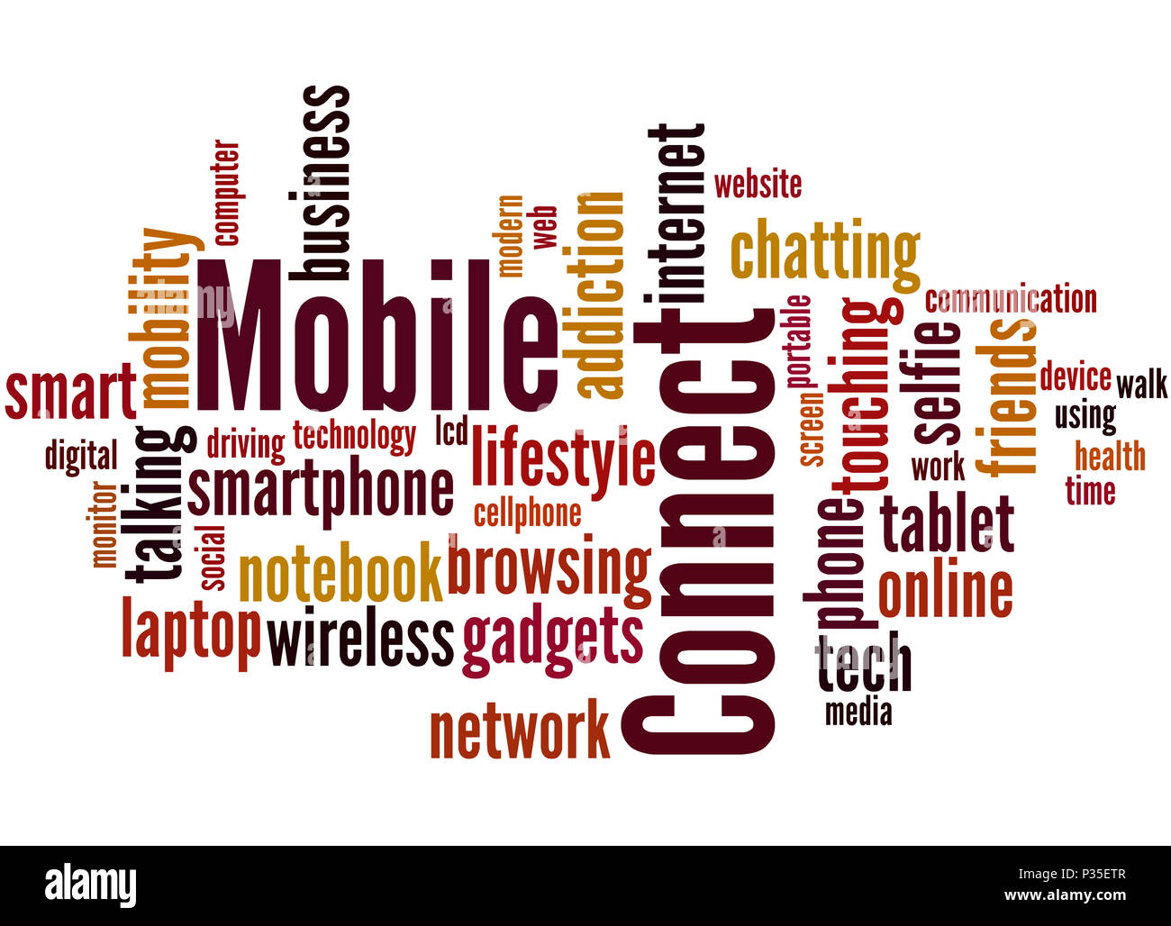 Mobile Connect, word cloud concept on white background Stock Photo - Alamy