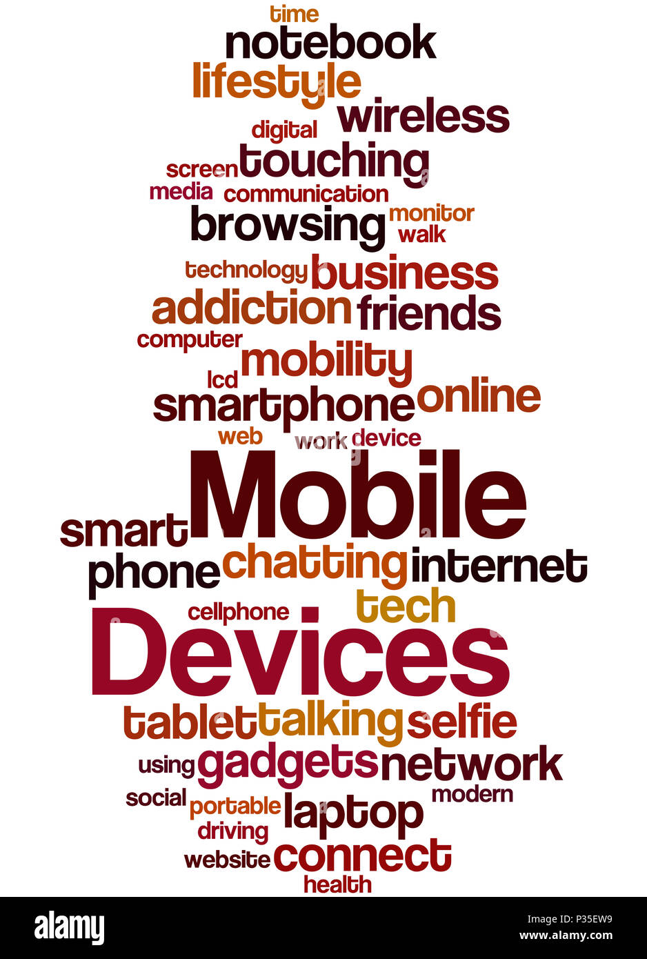 Mobile devices, word cloud concept on white background Stock Photo - Alamy