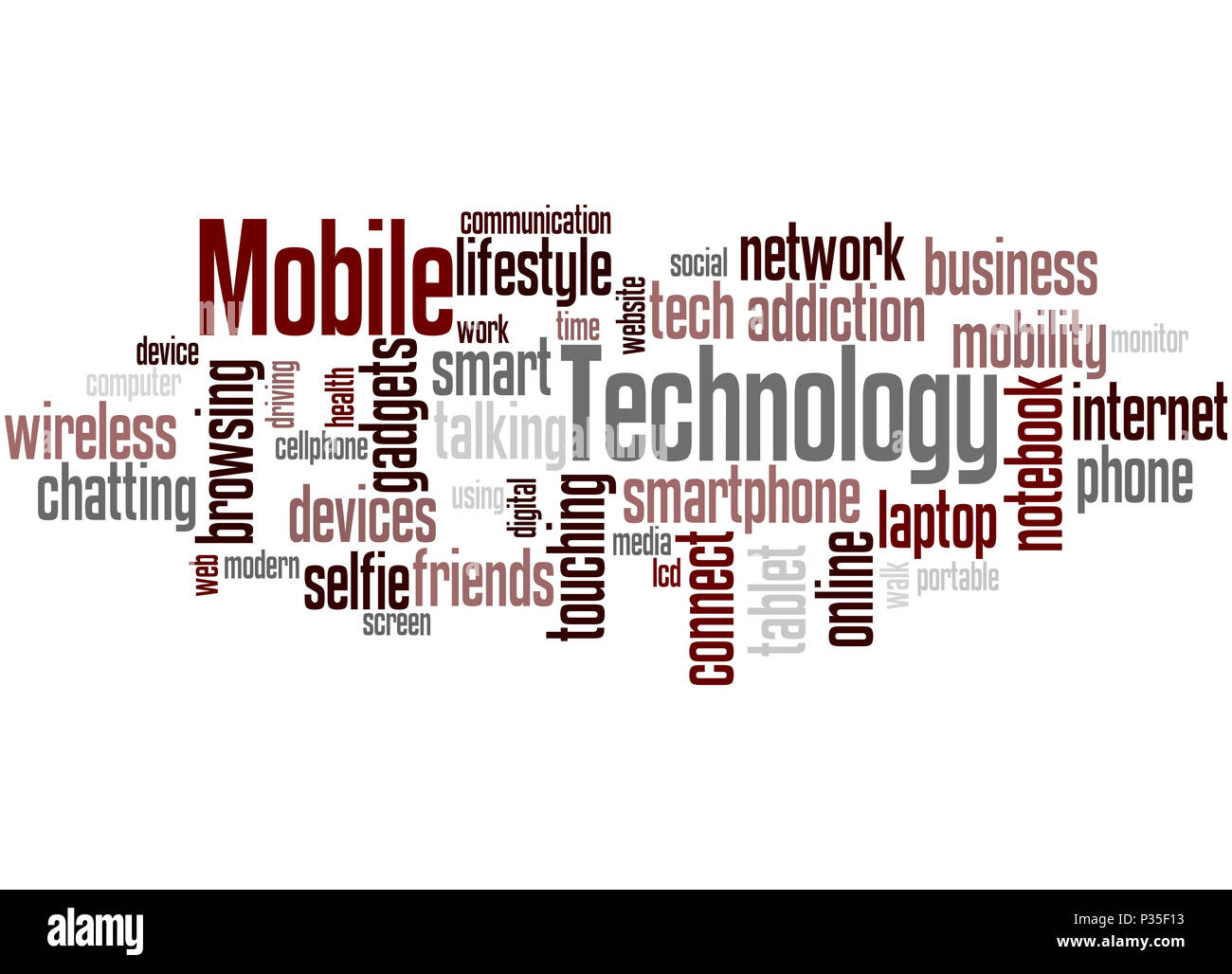 Mobile Technology, word cloud concept on white background Stock Photo - Alamy