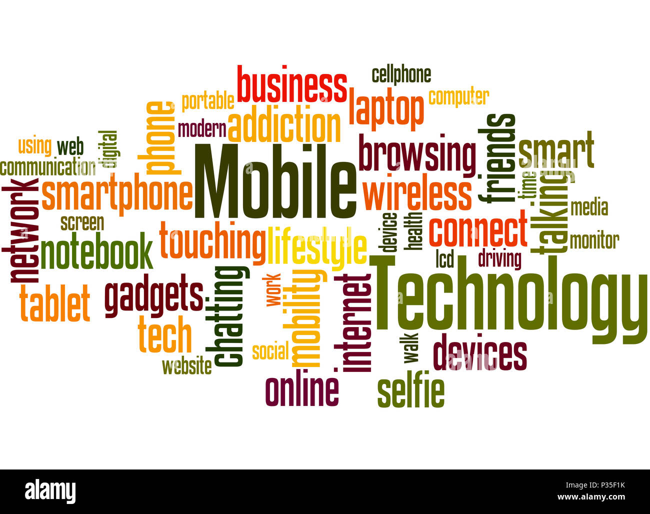Mobile Technology, word cloud concept on white background Stock Photo ...