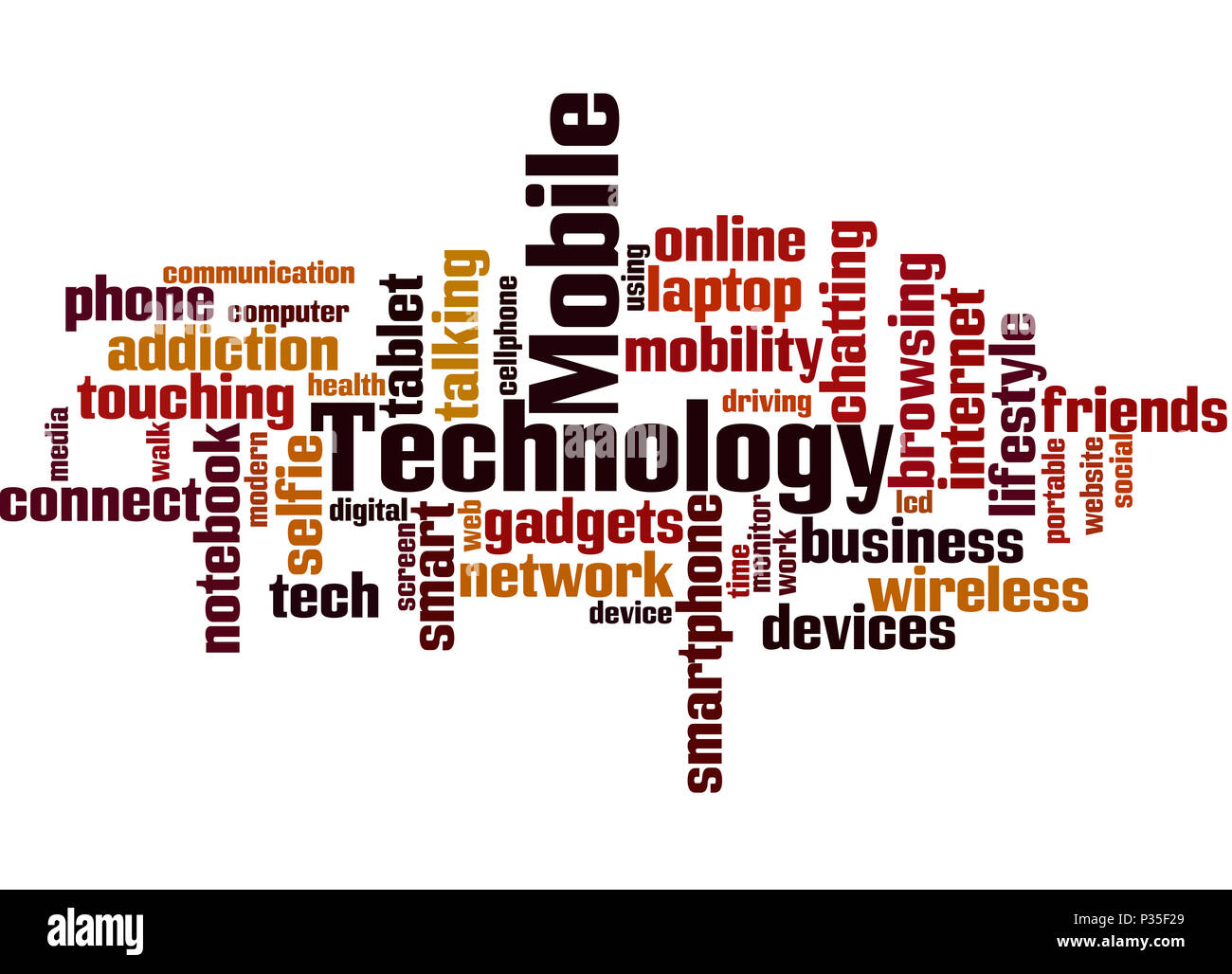 Mobile Technology, word cloud concept on white background Stock Photo ...