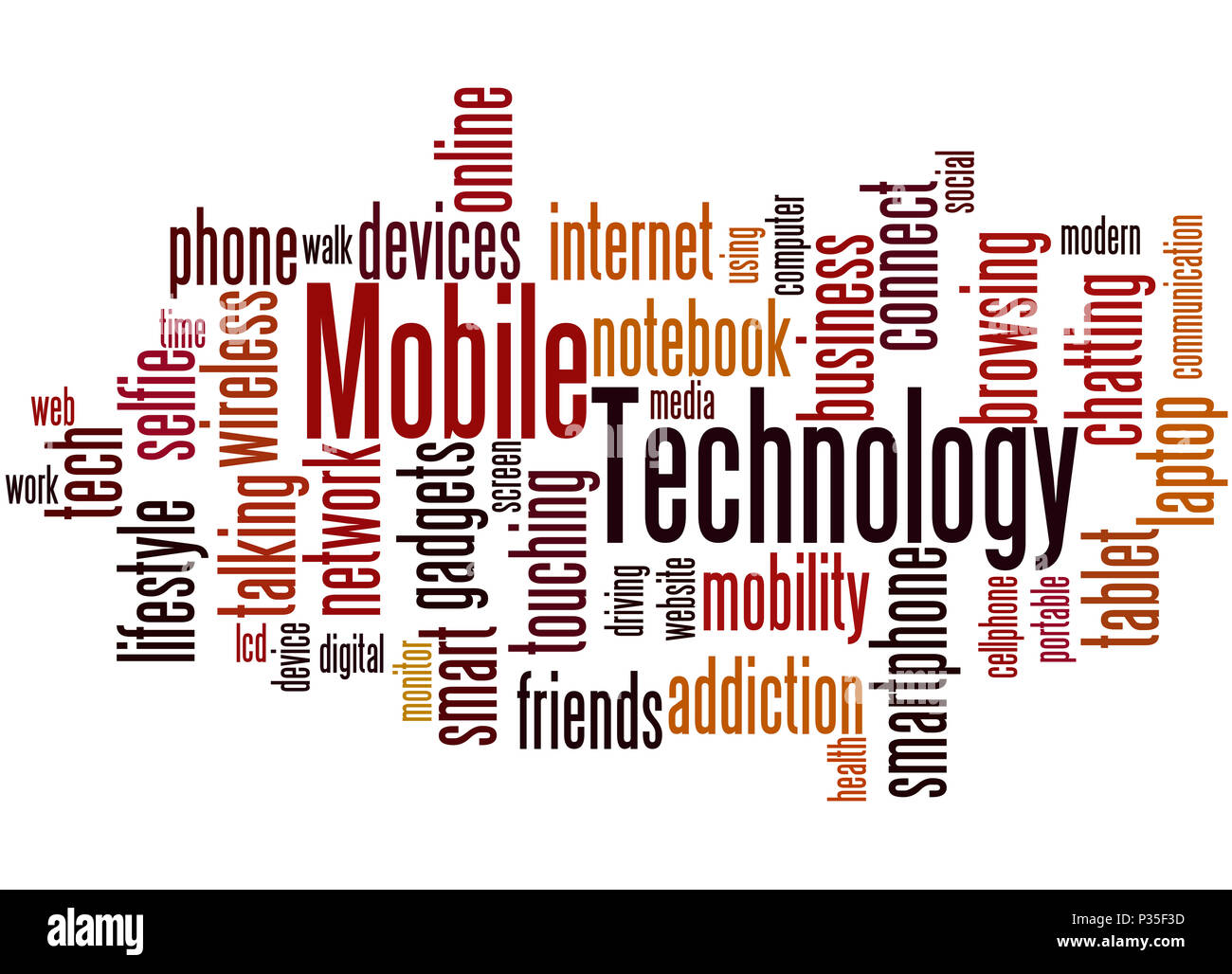 Mobile Technology, word cloud concept on white background Stock Photo ...