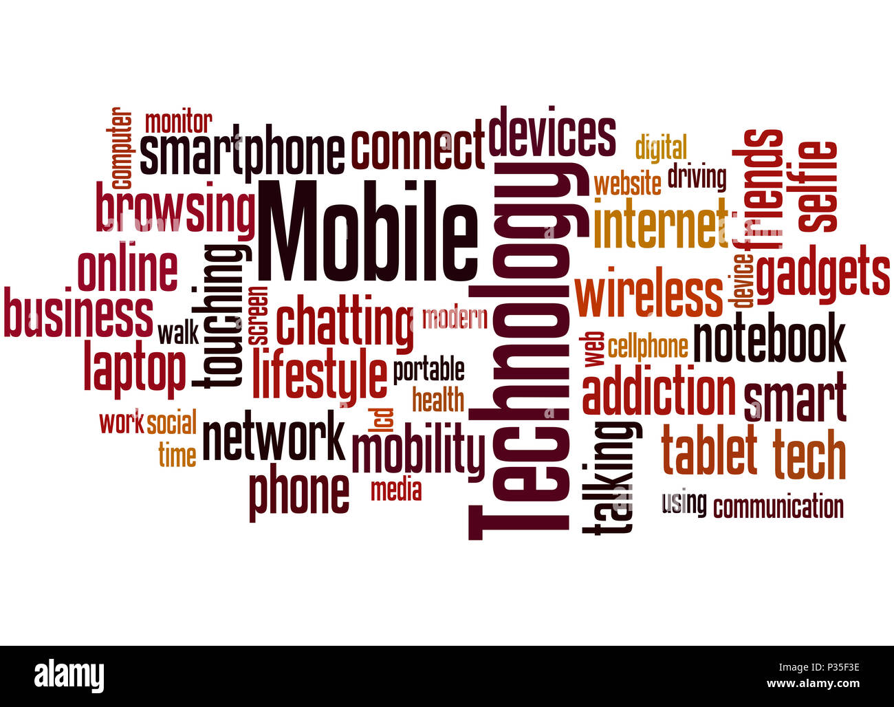 Mobile Technology, word cloud concept on white background Stock Photo ...