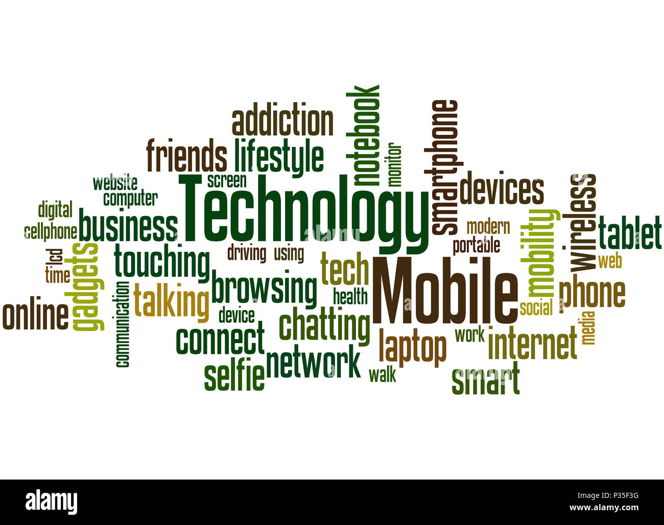 Mobile Technology, word cloud concept on white background Stock Photo ...