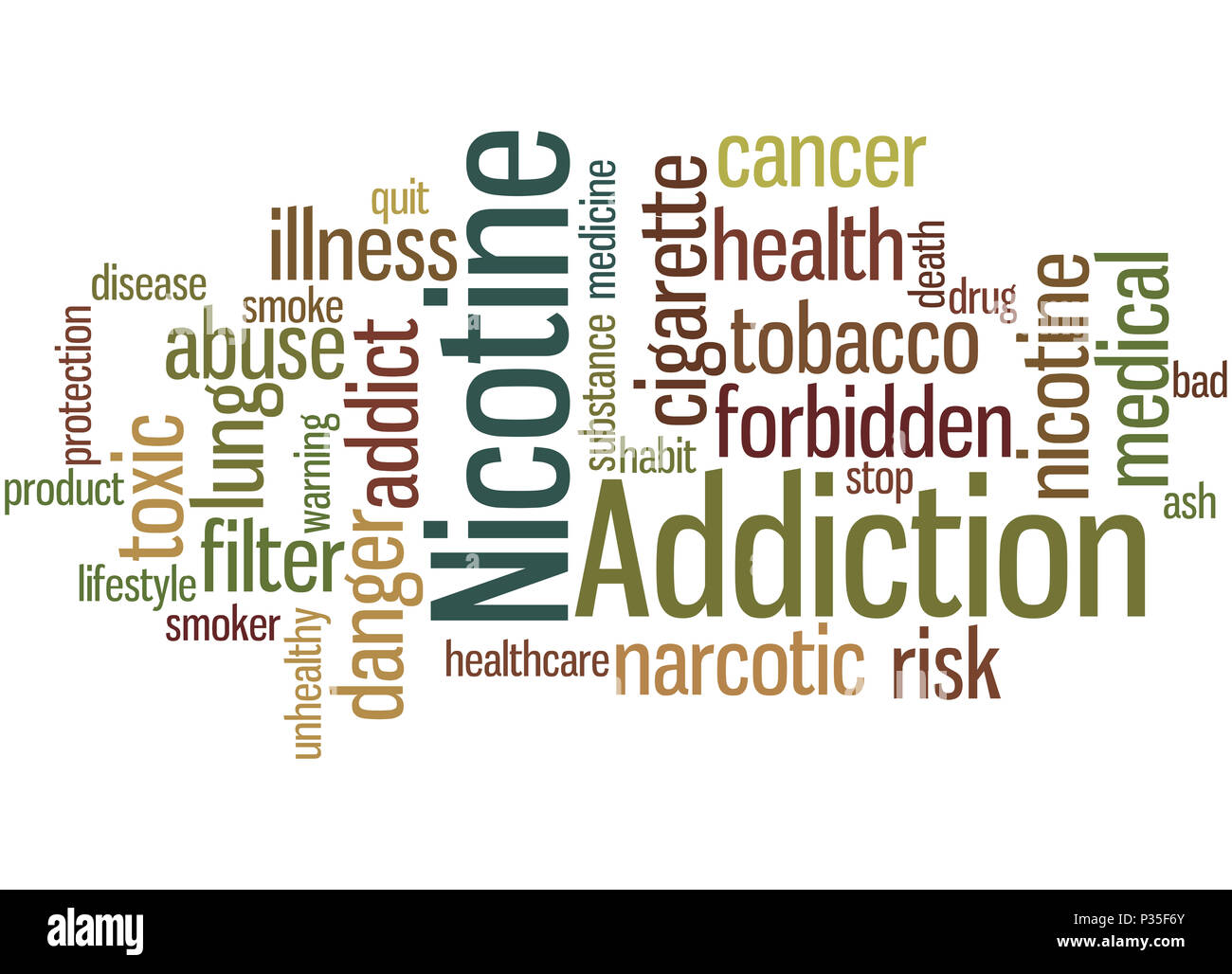 Nicotine addiction, word cloud concept on white background Stock Photo ...