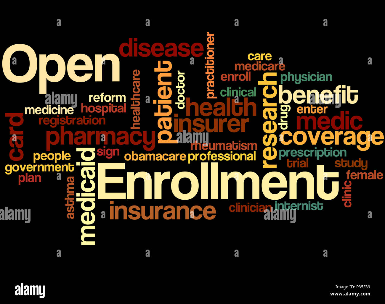 Open Enrollment, word cloud concept on black background Stock Photo - Alamy