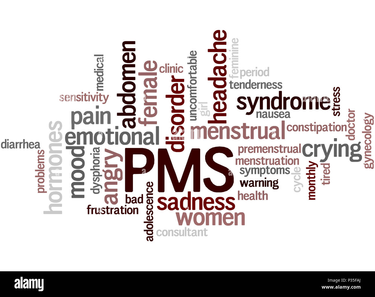 PMS, word cloud concept on white background Stock Photo - Alamy