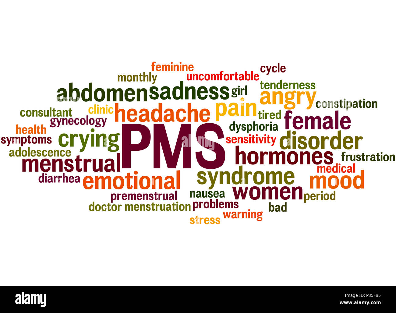 PMS, word cloud concept on white background Stock Photo - Alamy