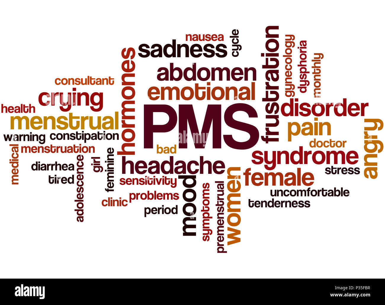 PMS, word cloud concept on white background Stock Photo - Alamy