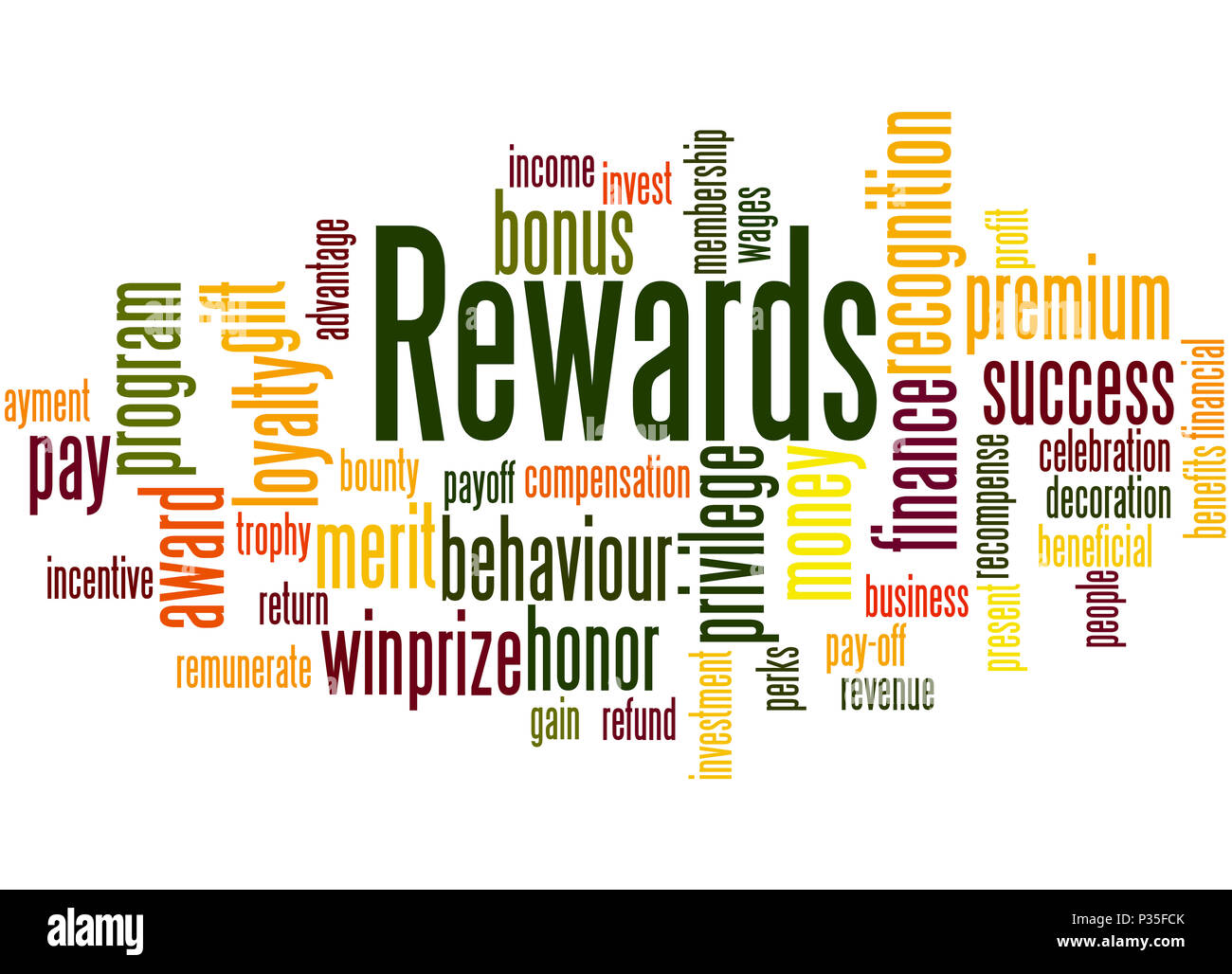 Rewards, word cloud concept on white background Stock Photo - Alamy