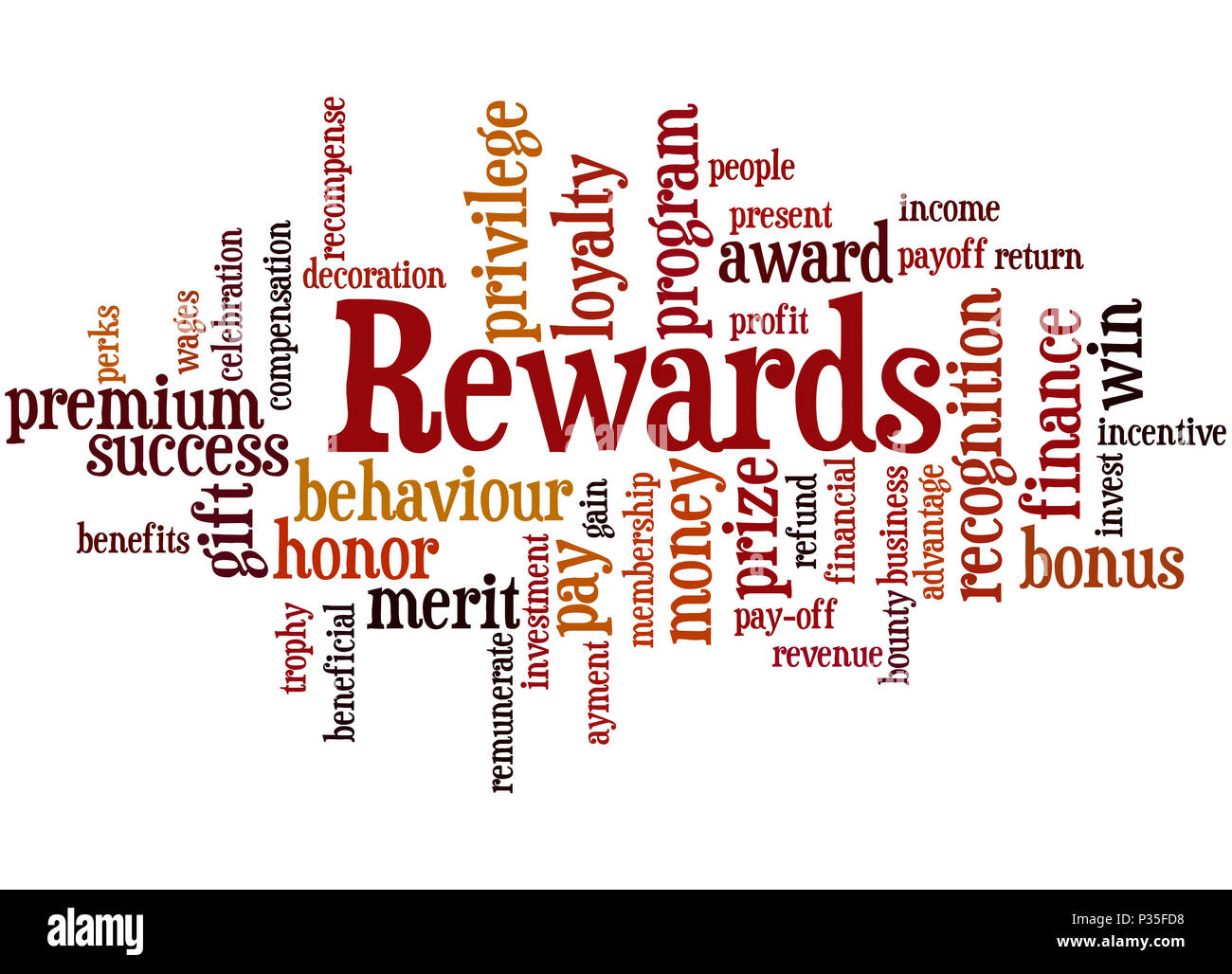 Rewards, word cloud concept on white background Stock Photo - Alamy