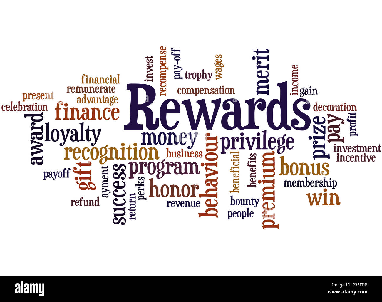 Rewards, word cloud concept on white background Stock Photo - Alamy