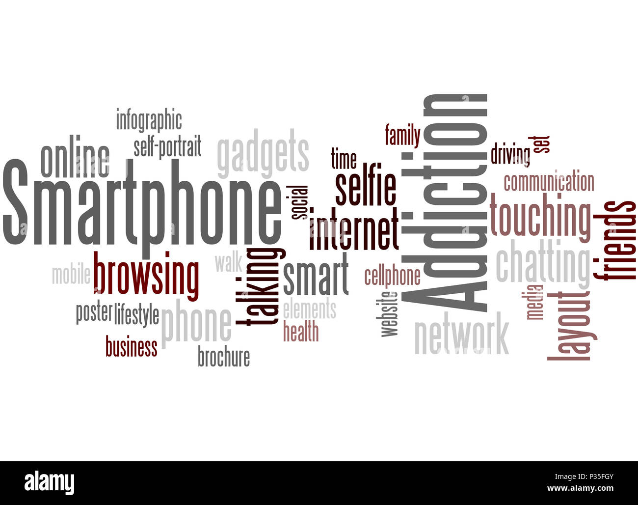 Smartphone addiction, word cloud concept on white background Stock ...