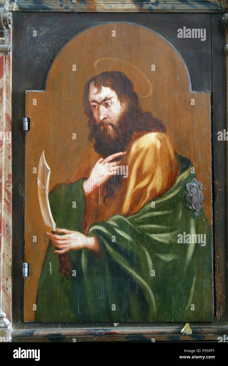 Saint Bartholomew the apostle, picture on a wardrobe in the sacristy of ...