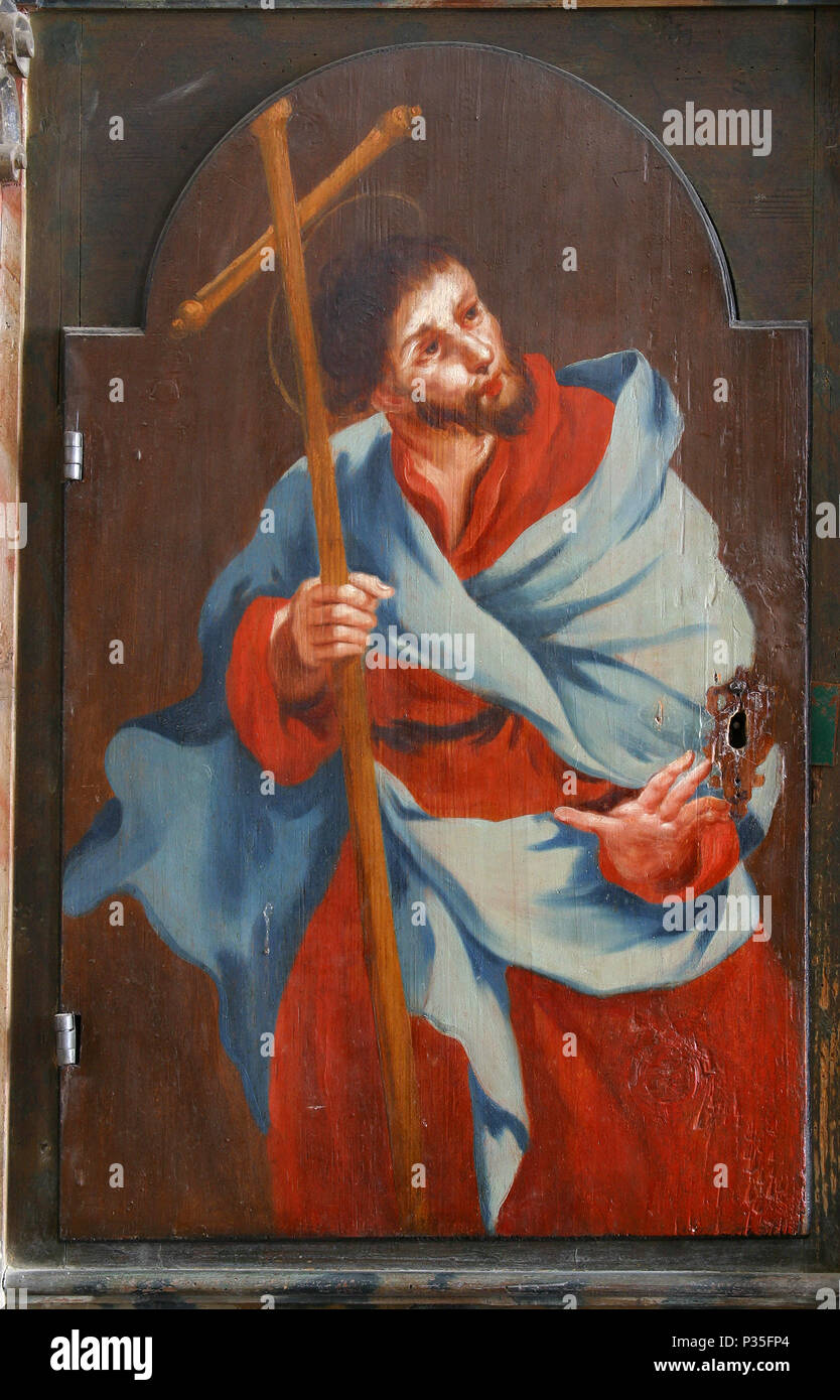 Saint Philip the apostle, picture on a wardrobe in the sacristy of the ...