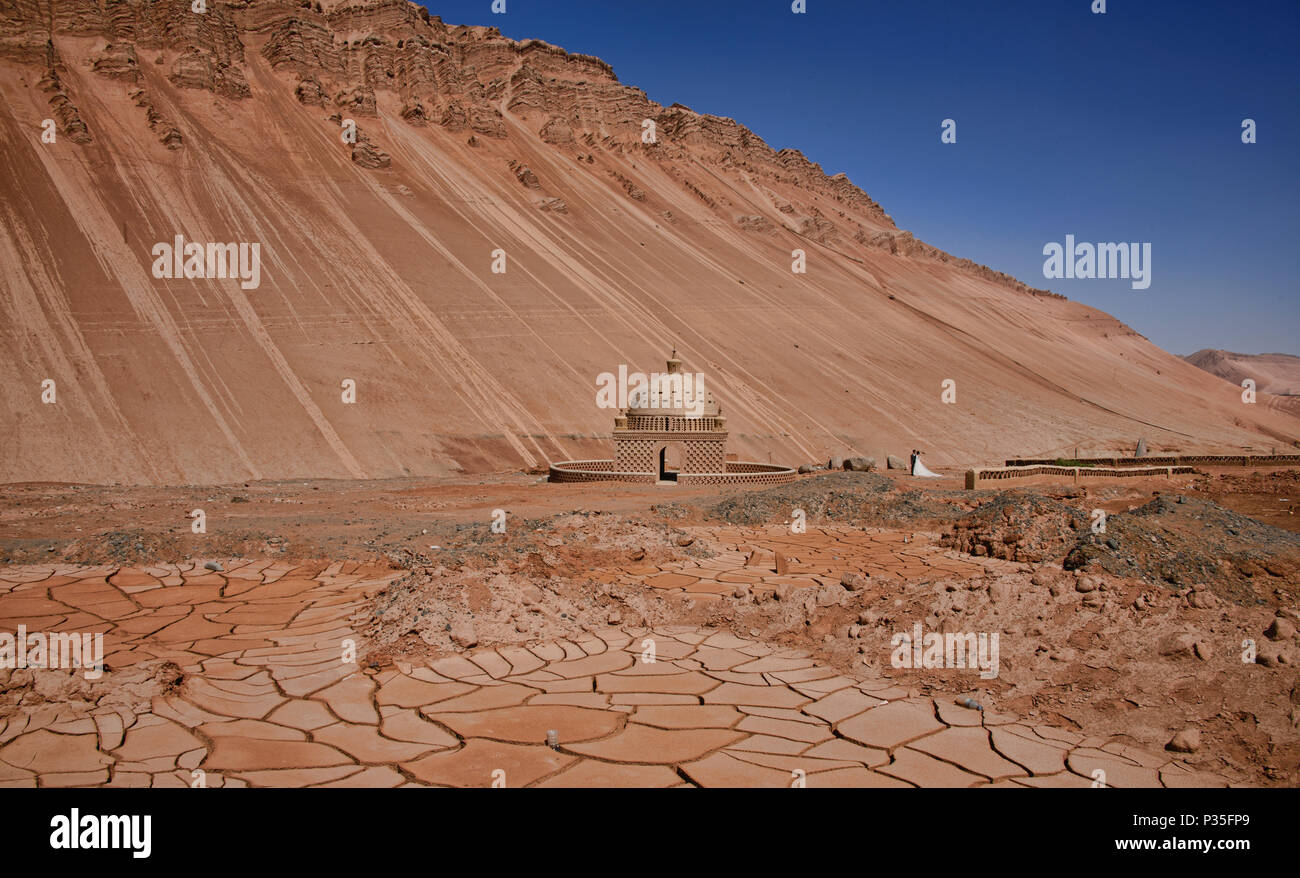 Uyghur tomb in the Flaming Mountains, Turpan, Xinjiang, China Stock ...